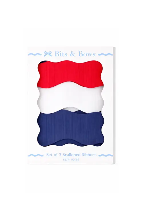 BITS & BOWS Pretty In Pastel Ribbon Set - Red/white/navy Blue