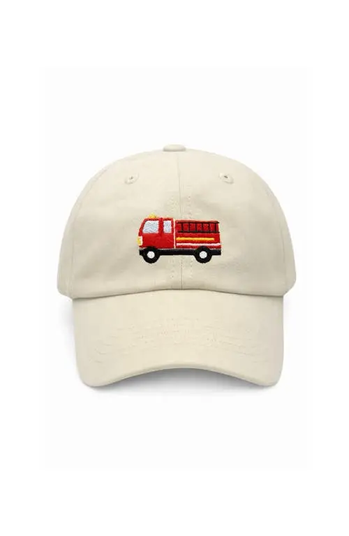BITS & BOWS Firetruck Baseball Hat - Khaki
