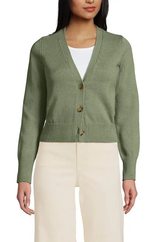LANDS' END Drifter V-neck Cardigan Sweater - Sage