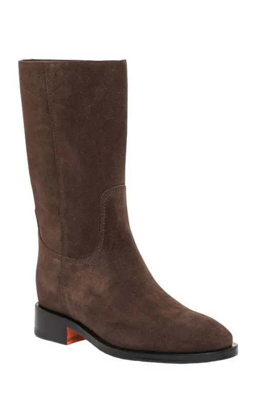 Santoni Suede Midi Boots - Brown
