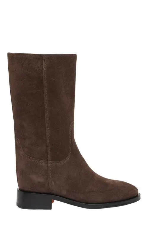 Santoni Suede Midi Boots - Brown