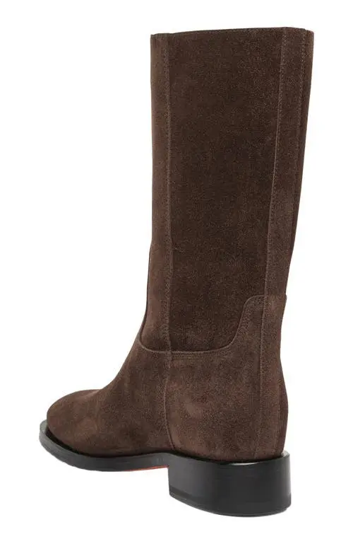 Santoni Suede Midi Boots - Brown