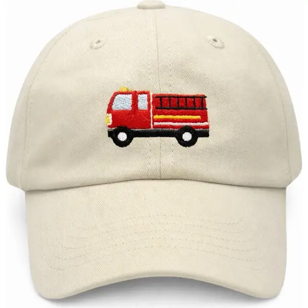 BITS & BOWS Firetruck Baseball Hat - Khaki