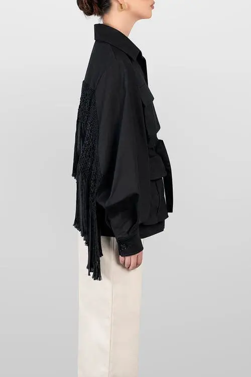 LAURA APARICIO Macrame Sahariana Long Jacket