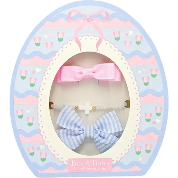 BITS & BOWS Easter Egg Bows And Bracelet Set - Blue