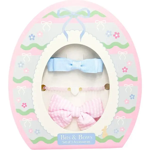 BITS & BOWS Easter Egg Bows And Bracelet Set - Pink