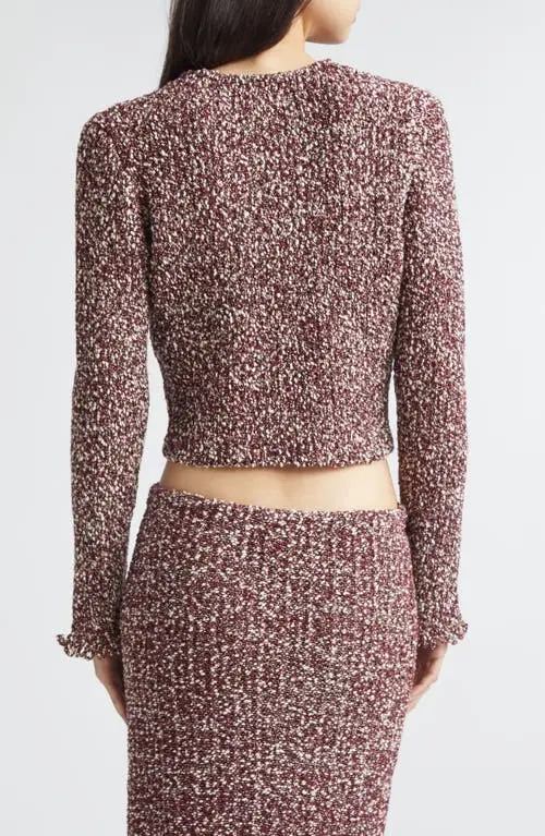 Proenza Schouler Colette Cotton & Linen Popcorn Slub Cardigan - Wine Multi