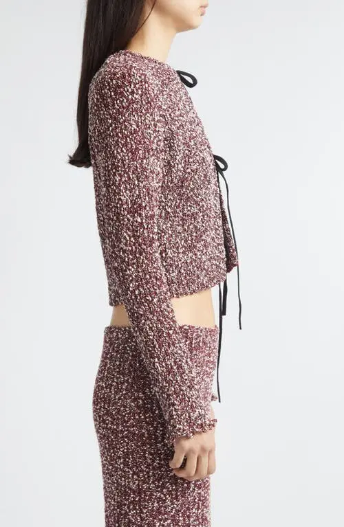 Proenza Schouler Colette Cotton & Linen Popcorn Slub Cardigan - Wine Multi