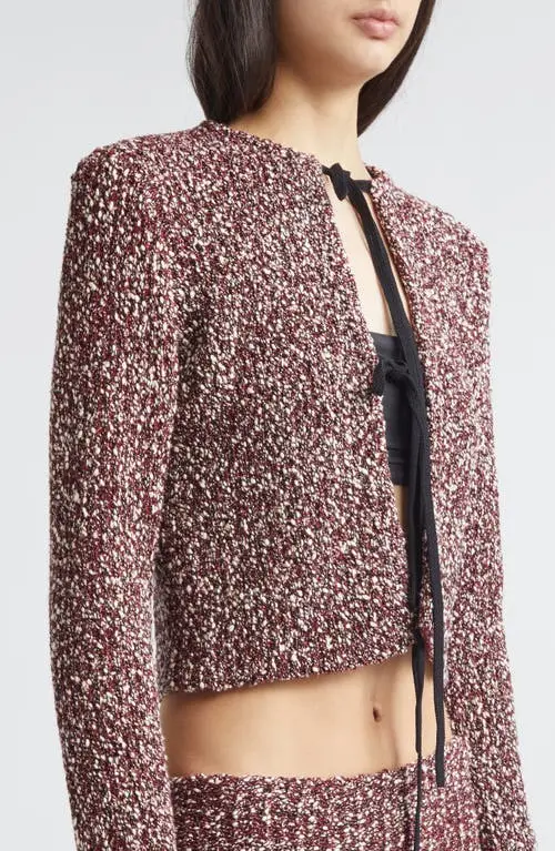 Proenza Schouler Colette Cotton & Linen Popcorn Slub Cardigan - Wine Multi