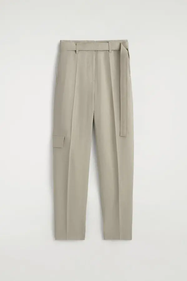 Cos Belted Linen Barrel-leg Pants