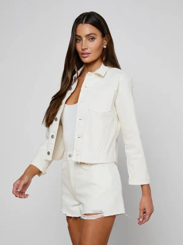L'Agence Janelle Denim Jacket - Light Ecru