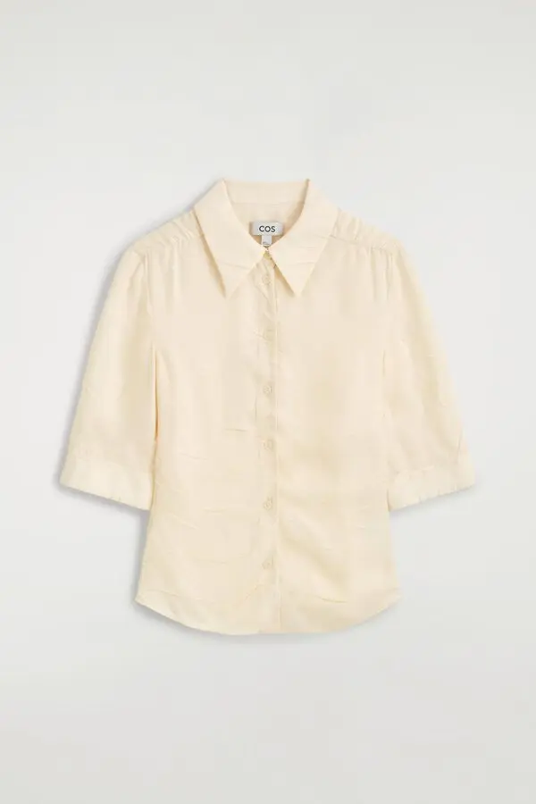 Cos Gathered Crinkled Shirt - White