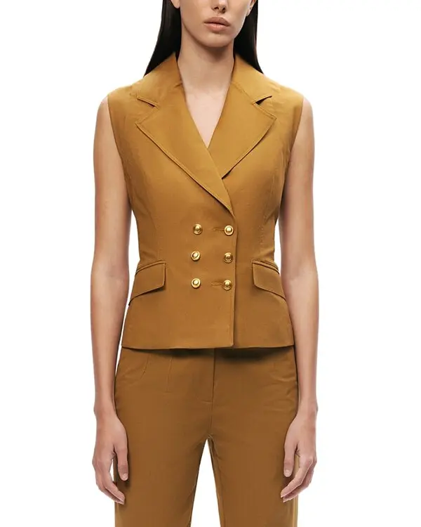 NOCTURNE Tailored Double-breasted Vest - Camel