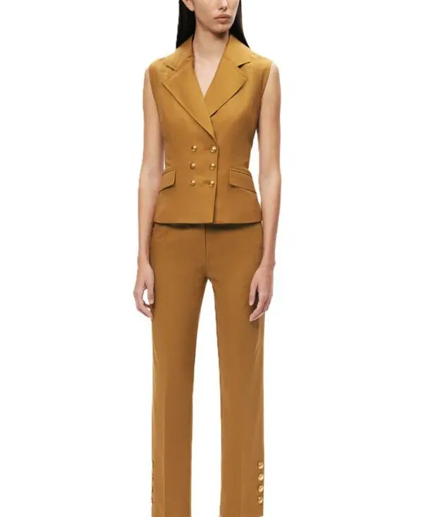 NOCTURNE Tailored Double-breasted Vest - Camel