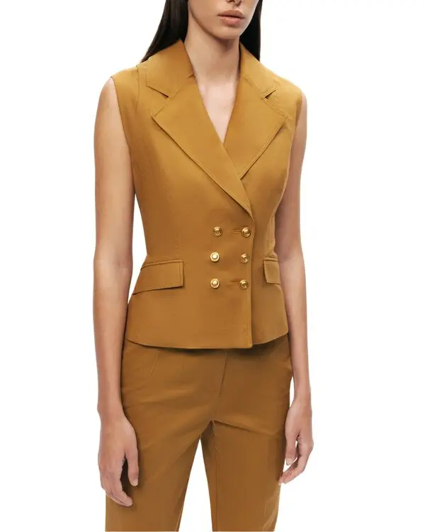 NOCTURNE Tailored Double-breasted Vest - Camel