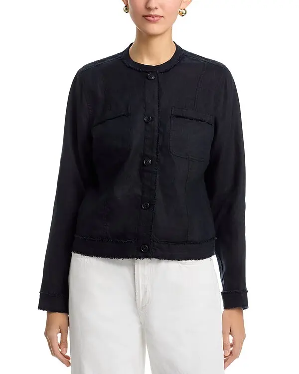 Tommy Bahama Two Palms Linen Jacket With Patch Pockets - Black