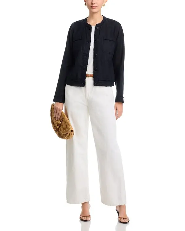 Tommy Bahama Two Palms Linen Jacket With Patch Pockets - Black