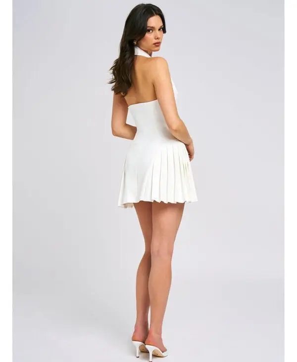 white mini blazer dress HBIC IN This dress is also available in beige. Mini blazer dress with lace