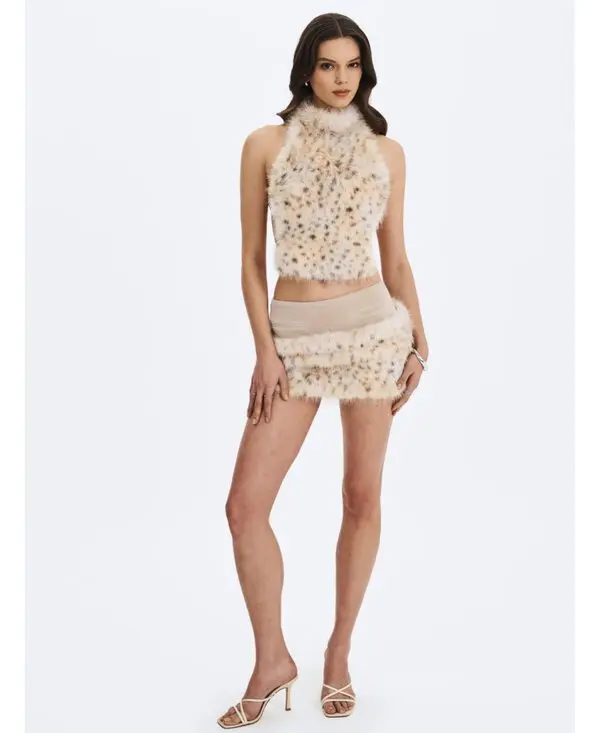 MISS CIRCLE NEW YORK Sasha Cheetah Backless Halter Top
