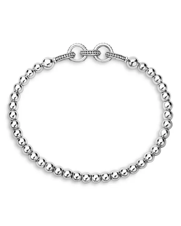 Lagos Sterling Signature Caviar Interlocking Rings Beaded Stretch Bracelet