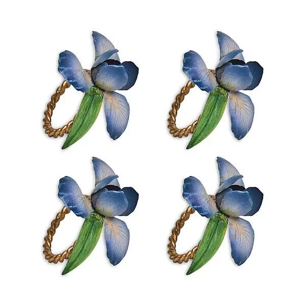 JULISKA Meadow Walk Iris Napkin Ring, Set Of 4 - Blue