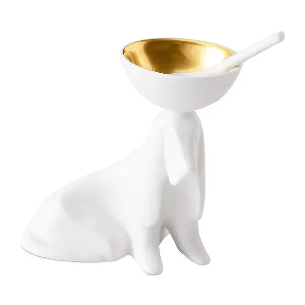 Jonathan Adler Basset Hound Salt Or Pepper Cellar - White/gold