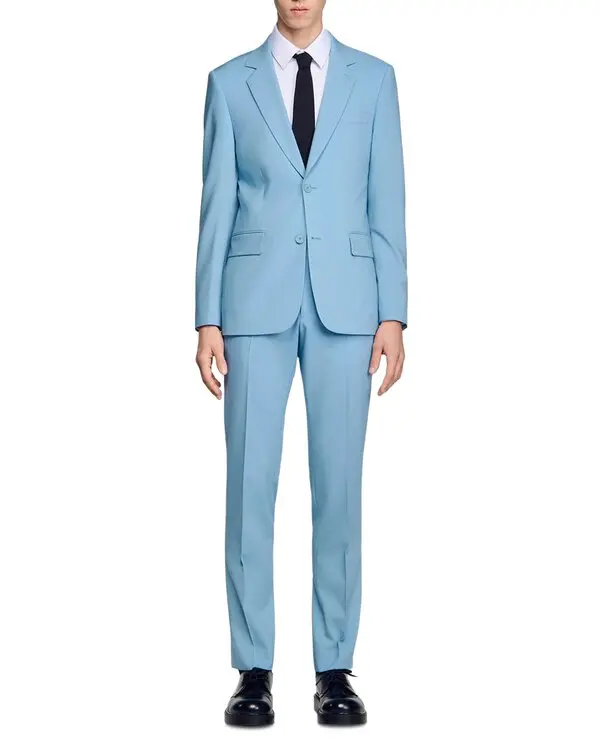 Sandro Wool Suit Trousers - Sky Blue