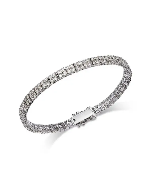 Bloomingdale'S Diamond Double Row Bracelet 4.0 Tcw - White Gold