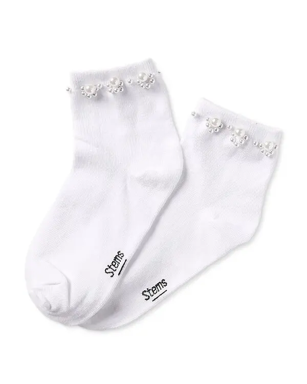 STEMS Faux Pearl Embellished Socks - Ivory