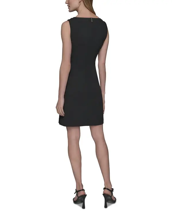 Karl Lagerfeld Paris Scuba Crepe Sheath Dress With Flower Buttons