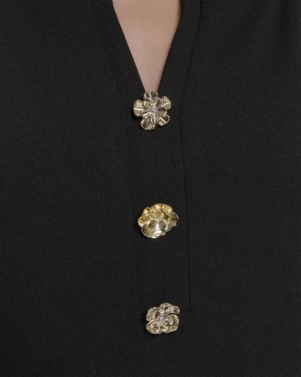 Karl Lagerfeld Paris Scuba Crepe Sheath Dress With Flower Buttons