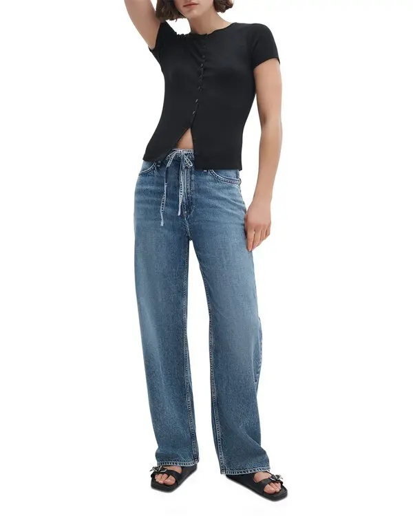 Rag & Bone The Knit Button Tee - Black