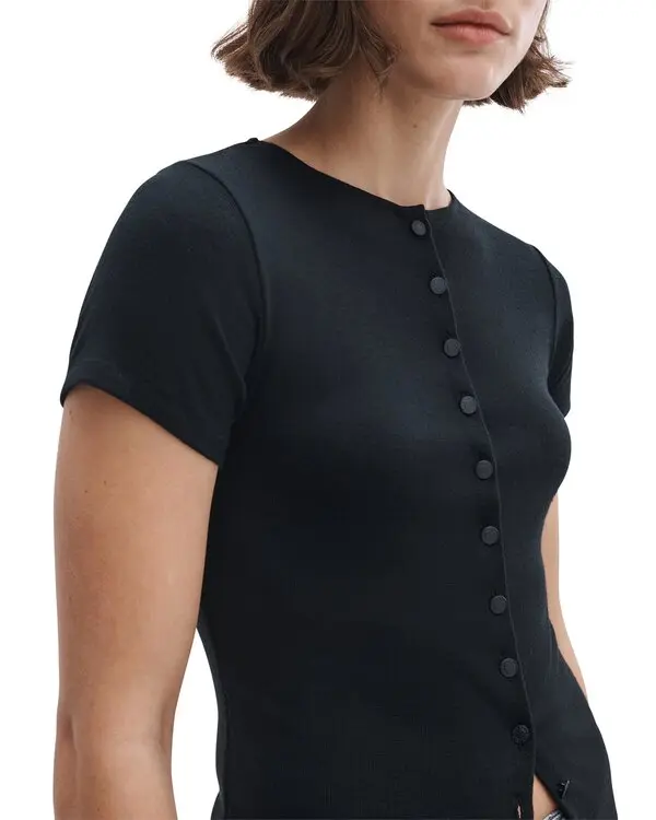 Rag & Bone The Knit Button Tee - Black