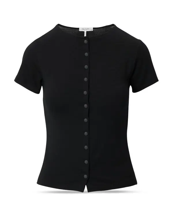 Rag & Bone The Knit Button Tee - Black