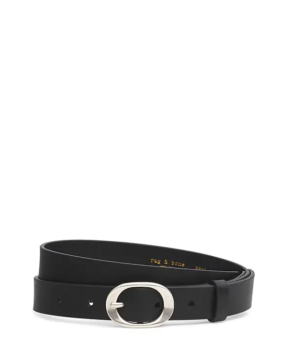 Rag & Bone Vera Slim Leather Belt - Black