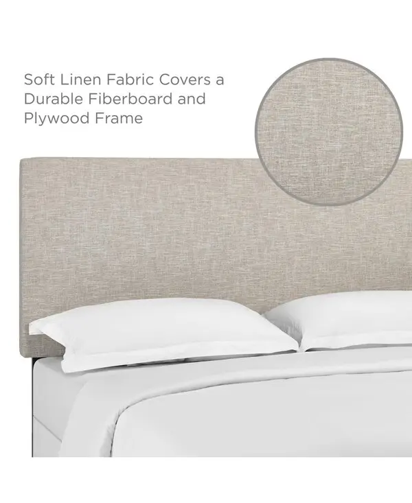 MODWAY Taylor Upholstered Linen Fabric Headboard - Beige