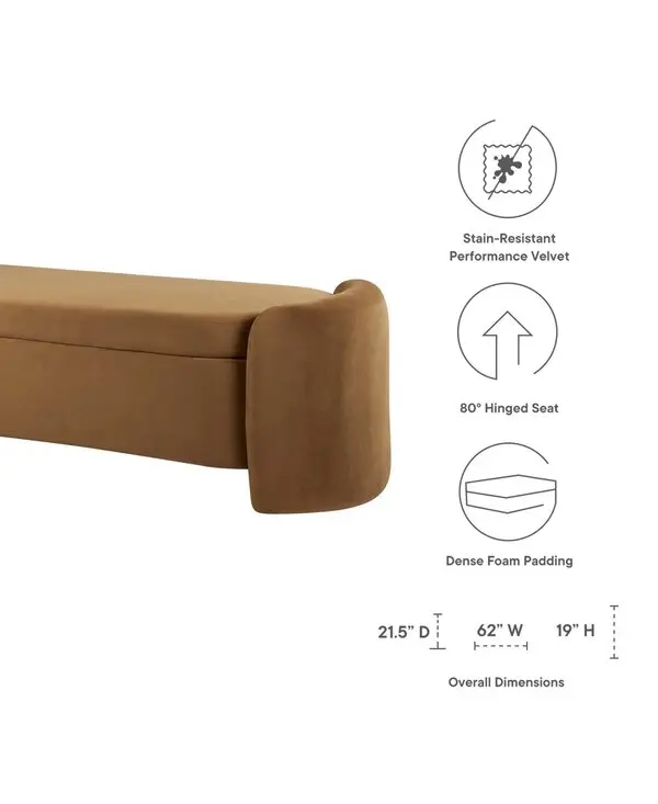 MODWAY Nebula Upholstered Performance Velvet Bench