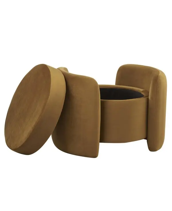 MODWAY Nebula Upholstered Performance Velvet Ottoman - Cognac