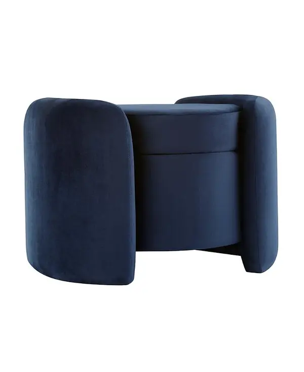 MODWAY Nebula Upholstered Performance Velvet Ottoman - Midnight Blue