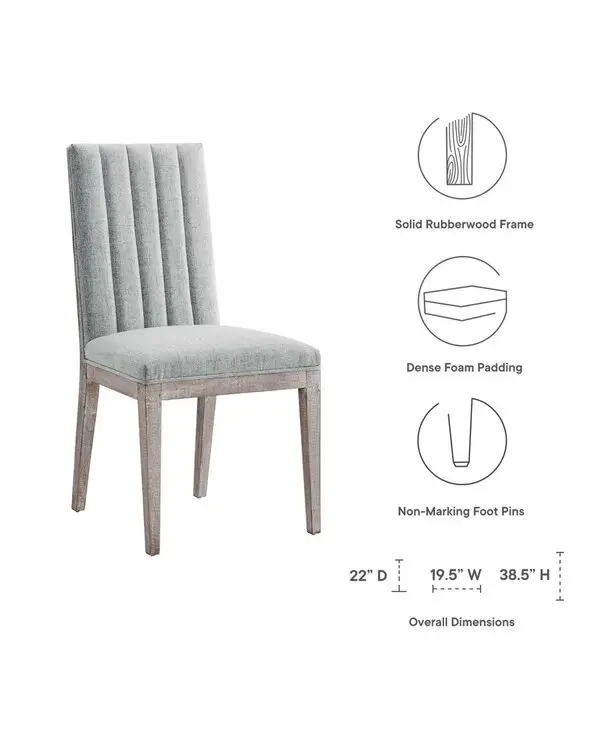 MODWAY Maisonette French Vintage Tufted Fabric Dining Side Chairs, Set Of 2