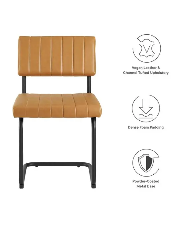 MODWAY Parity Faux Leather Dining Side Chairs, Set Of 2