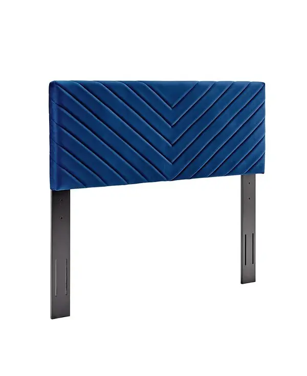 MODWAY Alyson Angular Channel Tufted Performance Velvet Headboard - Navy