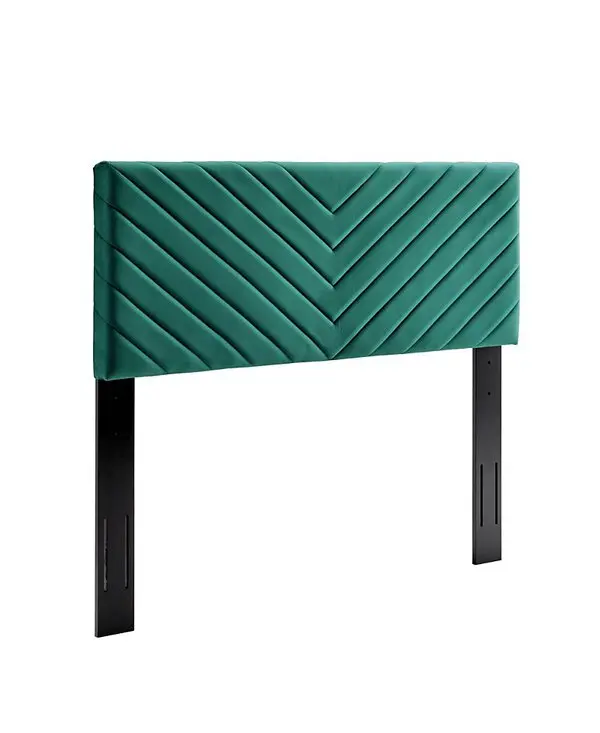 MODWAY Alyson Angular Channel Tufted Performance Velvet Headboard - Teal
