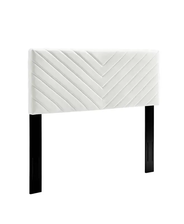 MODWAY Alyson Angular Channel Tufted Performance Velvet Headboard - White