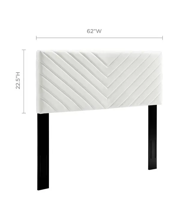 MODWAY Alyson Angular Channel Tufted Performance Velvet Headboard - White