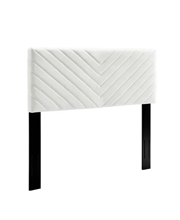 MODWAY Alyson Angular Channel Tufted Performance Velvet Headboard - White