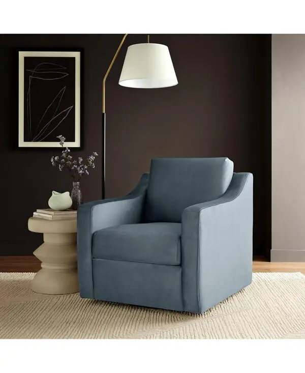 MODWAY Liora Performance Velvet Armchair - Cadet Blue