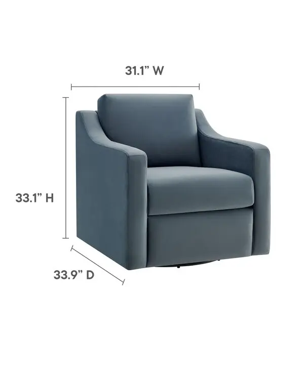 MODWAY Liora Performance Velvet Armchair - Cadet Blue