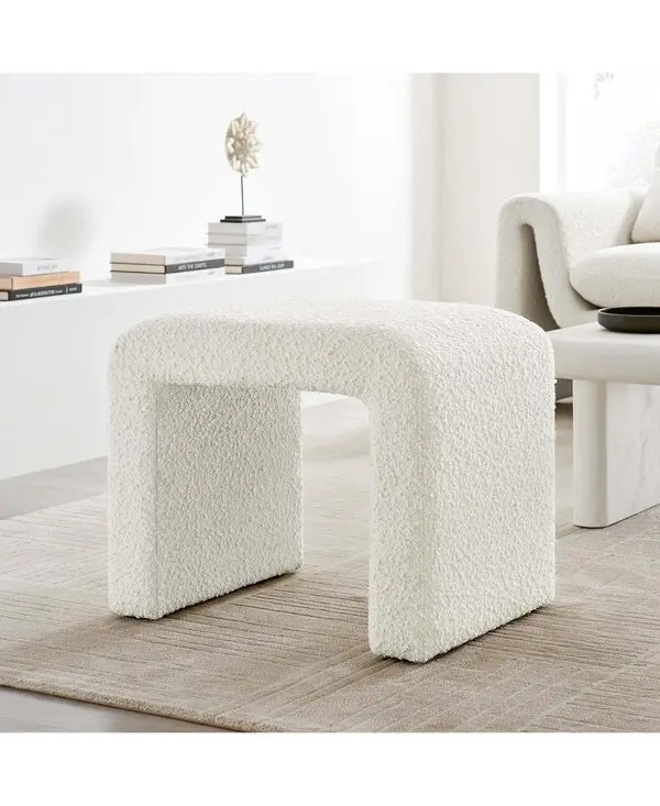 MODWAY Simba Boucle Fabric Waterfall Stool - Ivory
