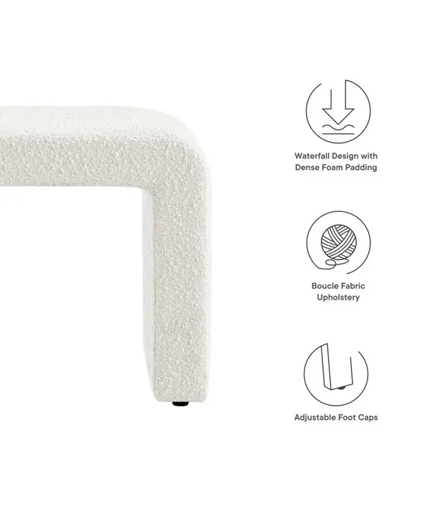 MODWAY Simba Boucle Fabric Waterfall Stool - Ivory